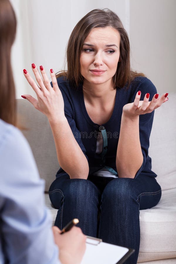 Helpless woman at therapy stock photo. Image of adult - 41491490
