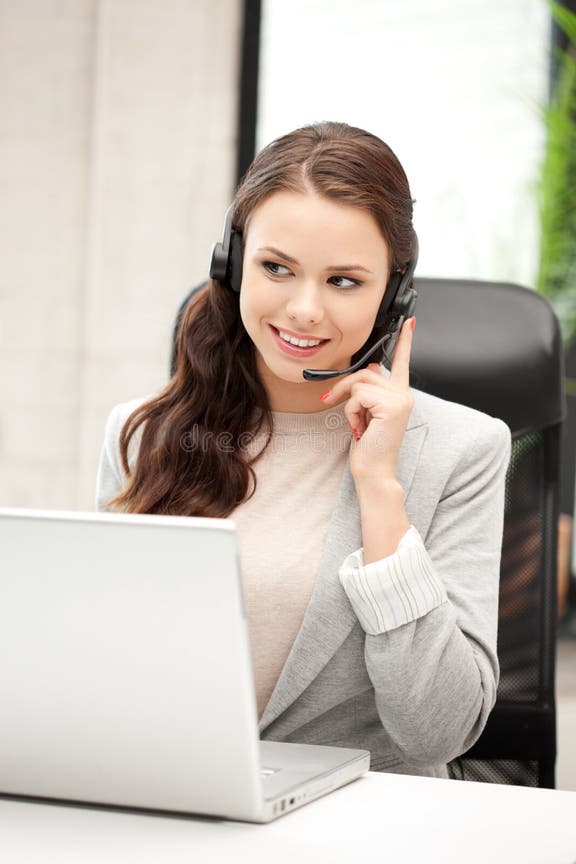Helpline Operator with Laptop Computer Stock Image - Image of caucasian ...