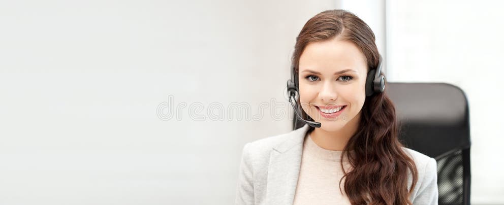Helpline Operator with Laptop Computer Stock Photo - Image of helpdesk ...