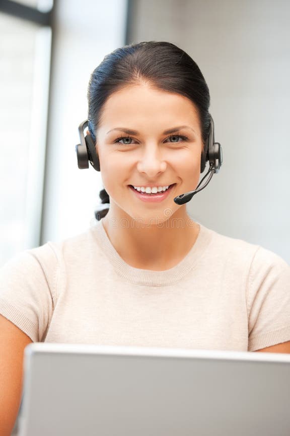 Helpline Operator with Laptop Computer Stock Image - Image of helpline ...