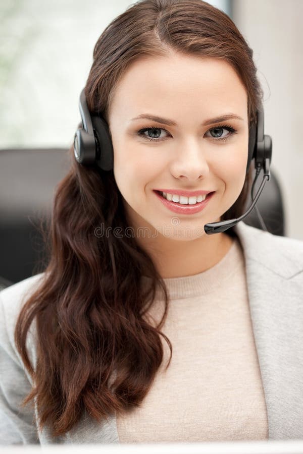 Helpline Operator with Laptop Computer Stock Photo - Image of lady ...