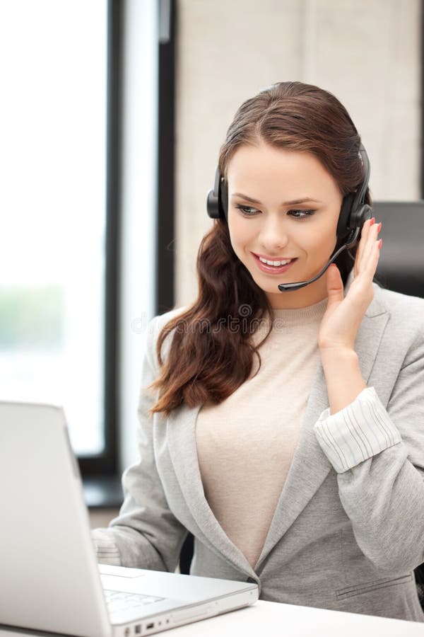 Helpline Operator with Laptop Computer Stock Image - Image of ...