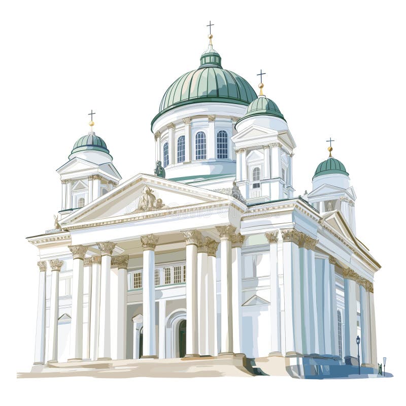 Helsinki Cathedral. Helsinki Cathedral Watercolor Vector Illustration ...