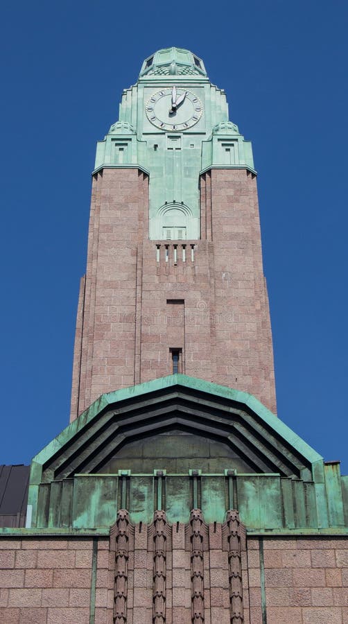Helsinki Central Railway Station Clock Tower Stock Photo - Image of ...