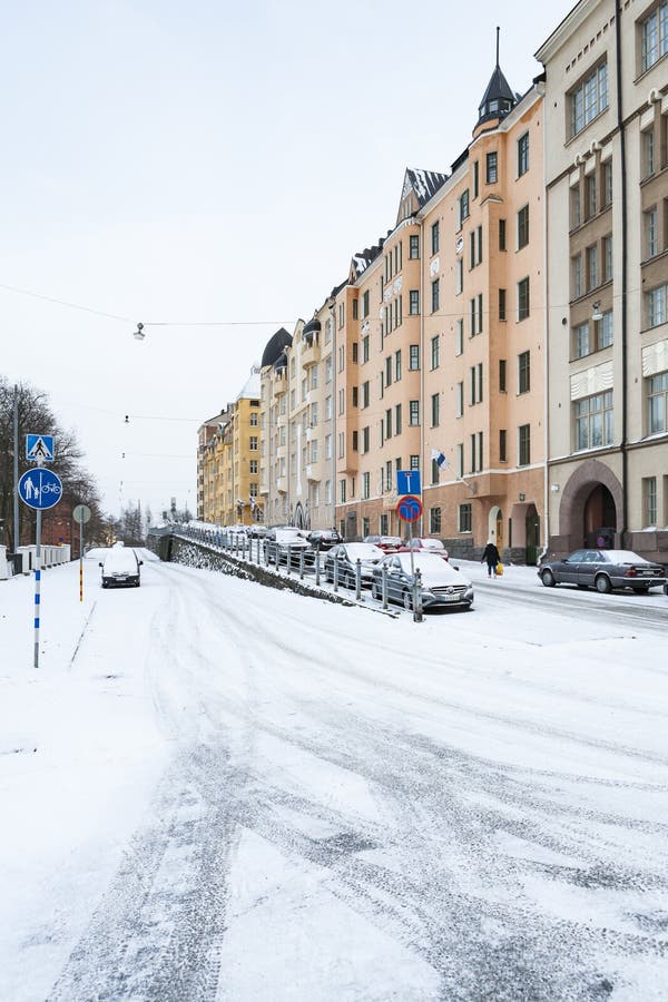 Helsinki editorial photo. Image of snow, street, block - 80391006