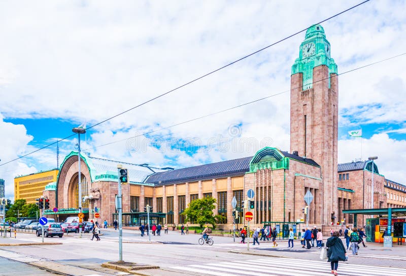 HELSINKI, FINLAND, AUGUST 17, 2016: Traffic in Front of the Helsinki ...
