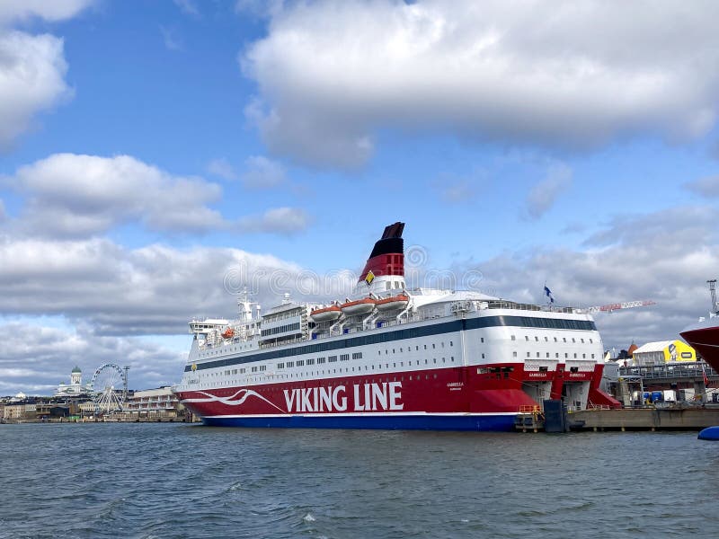 Helsinki, Finland, 23. August 2021: a Viking Line Ferry in the Harbour ...