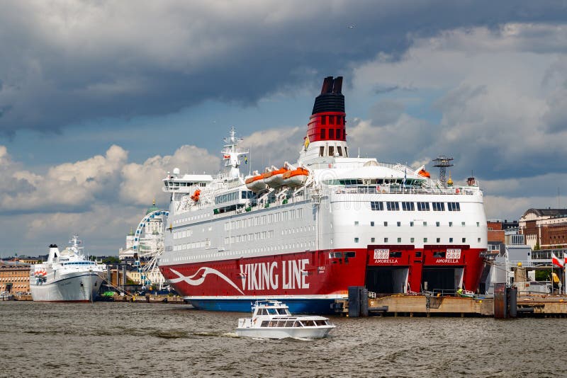 Helsinki, Finland - 12 June 2022: the Ferry Viking Line in Port of ... Helsinki, Finland - 12 June 2022: the Ferry Viking Line in Port of ...