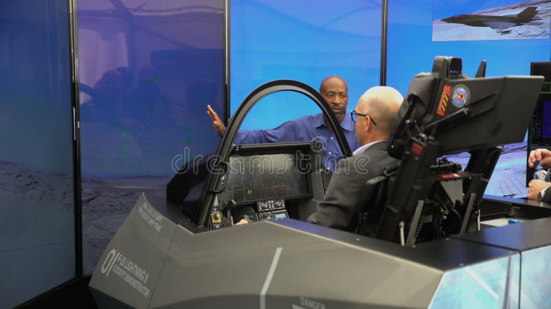 Specialists are Testing the Flight Simulator Fighter-bomber Lockheed ...