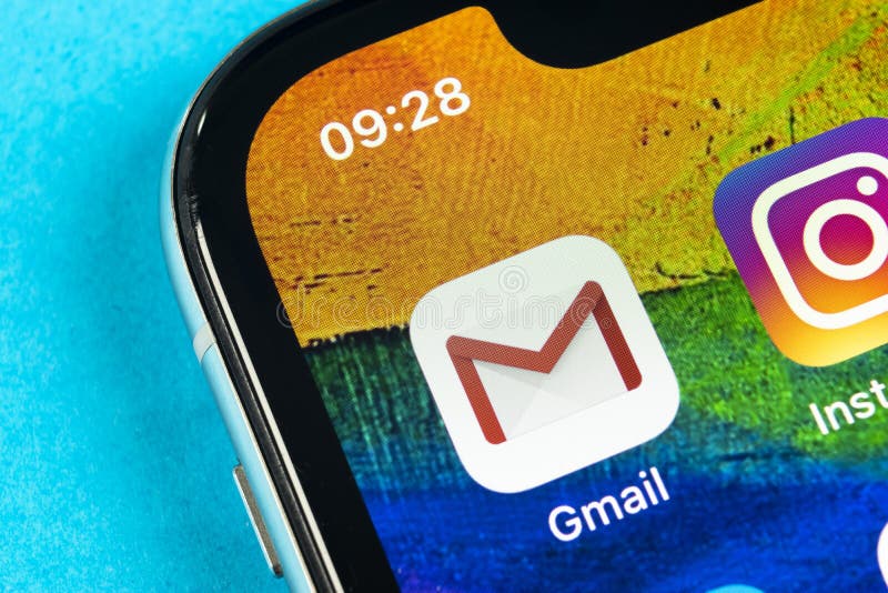Google Gmail Application Logo on White Apple IPhone 5s Display ...
