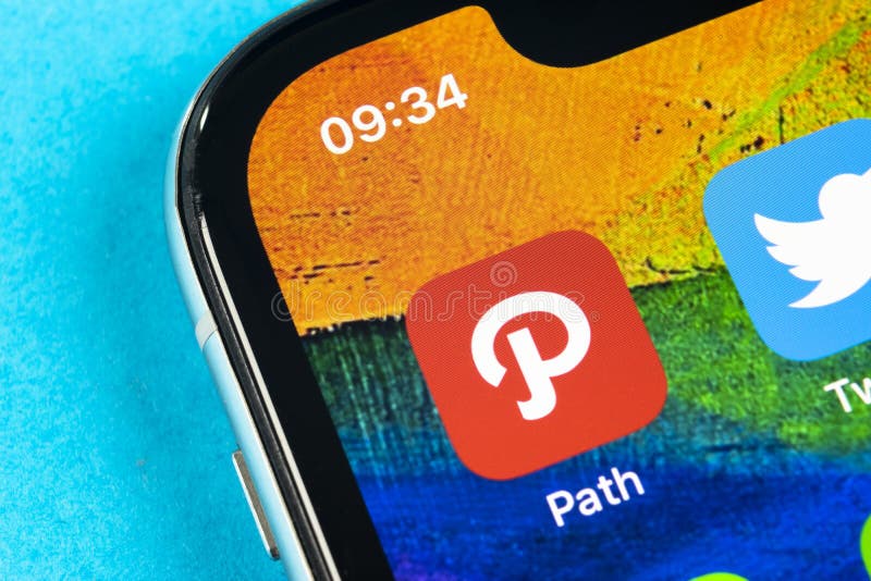 Path Application Icon on Apple IPad Pro Smartphone Screen. Path App ...