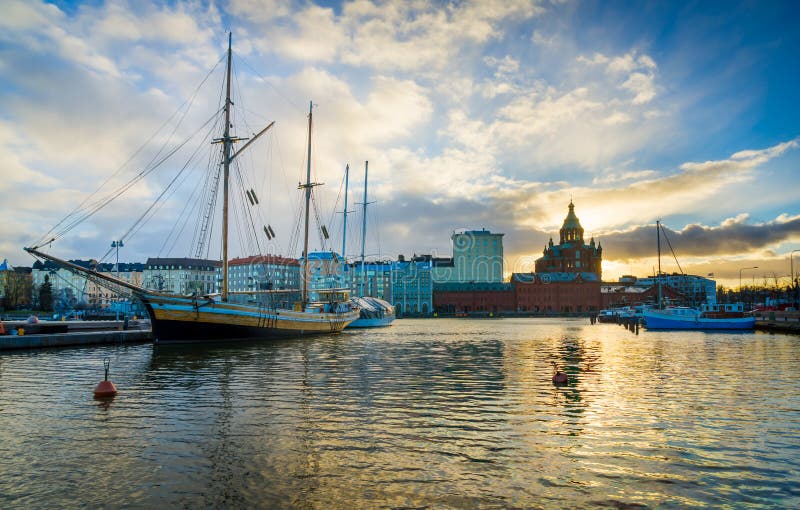 Helsinki Landscape on Sunset Stock Photo - Image of landscape, finland ...