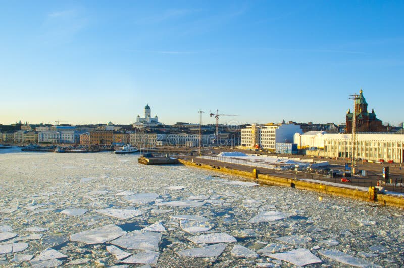Helsinki Landscape with Tuomiokirkko and Assumption Cathedral Stock ...