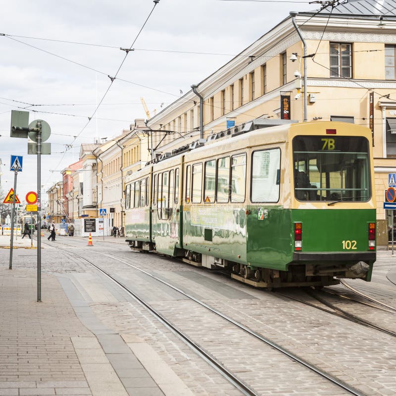 Helsinki tram editorial image. Image of public, downtown - 56020765