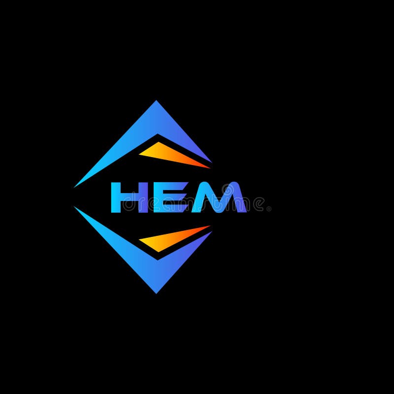 HEM Abstract Technology Logo Design on Black Background. HEM Creative Initials Letter Logo ...