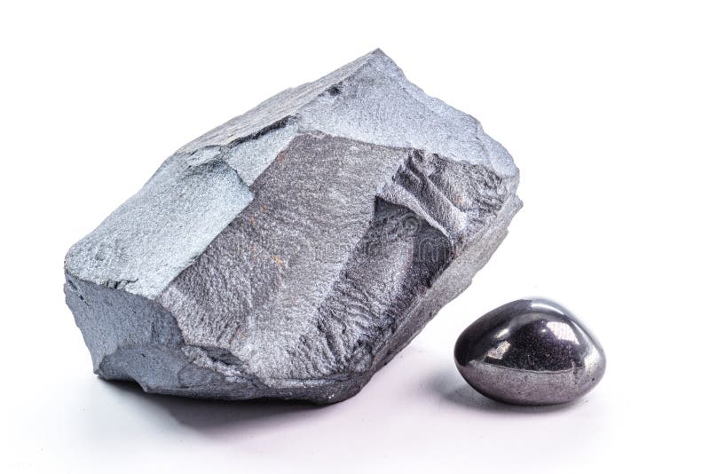 Hematite Stones, Polished Stone and Rough Stone, on Isolated White ...