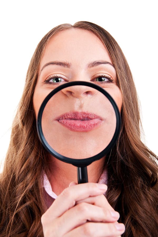 Mujer con la lupa foto de archivo. Imagen de humano, gente - 29605300