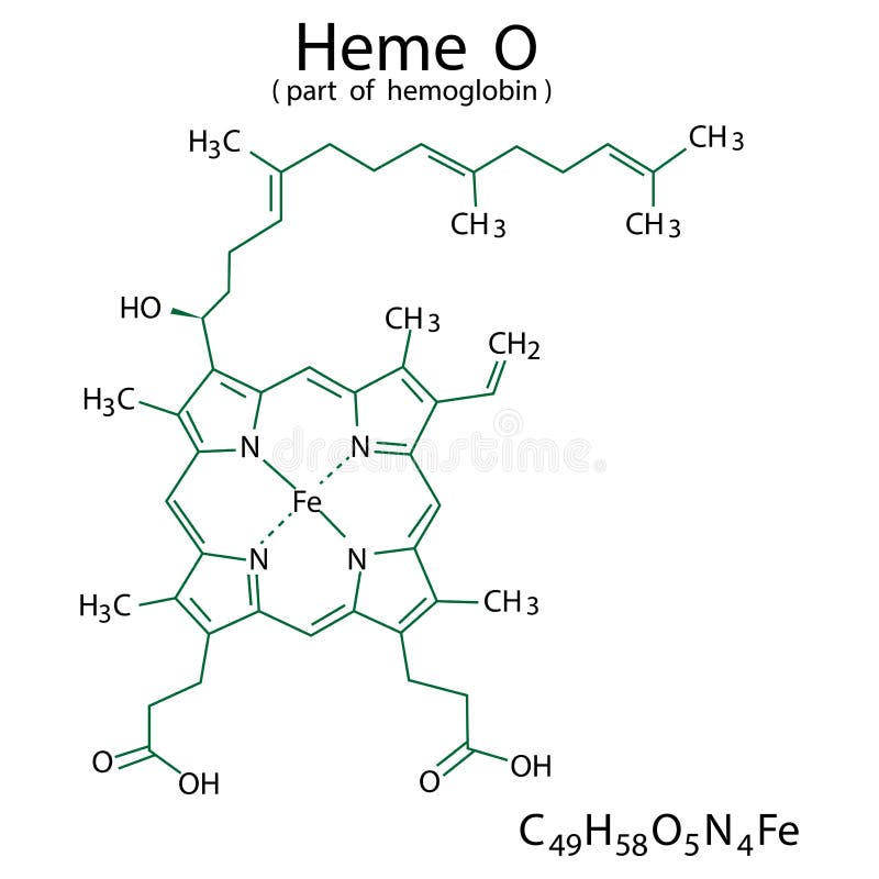Heme O Chemical Formula. Part of Hemoglobin. Molecular Structure ...
