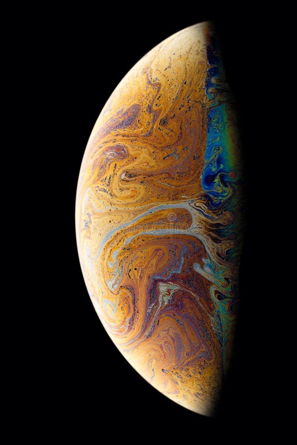 A Hemisphere of a Soap Bubble with a Beautiful Pattern on a Black ...
