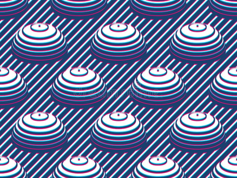 Hemispheres Lined Optical Illusion Seamless Pattern, Vector Repeat ...