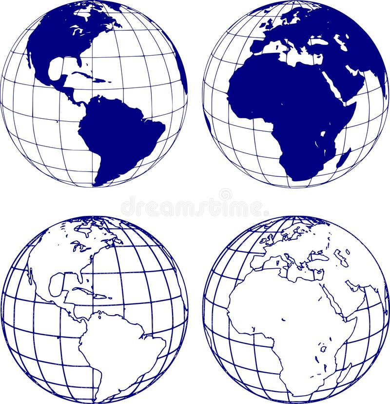 Eastern and Western Hemispheres of the Planet Earth. Globe Icon Stock ...