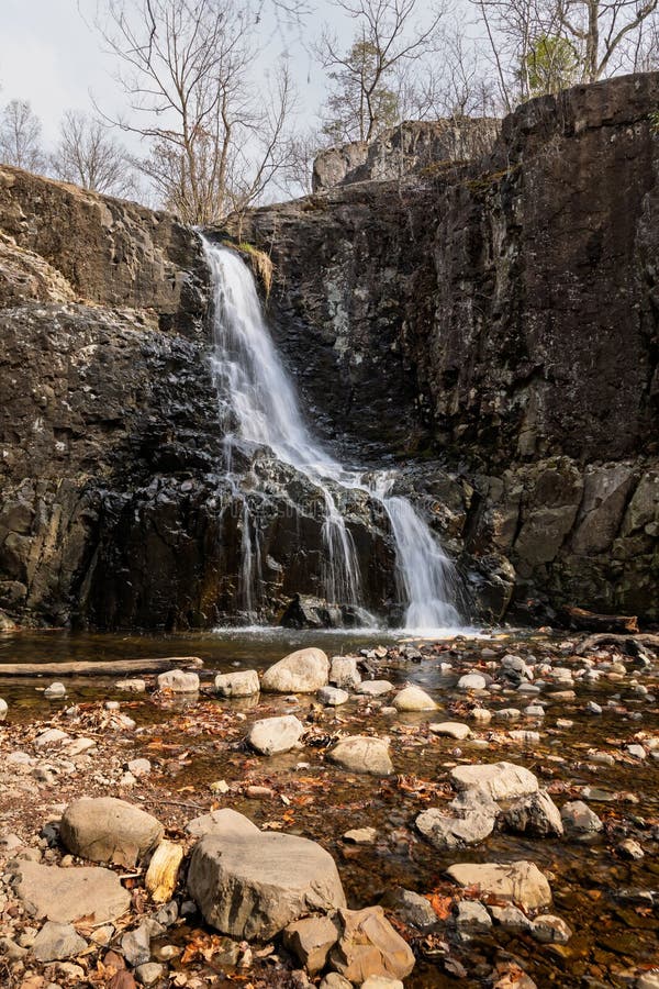 Hemlock Falls in New Jersey Cascading Over Dark Rocks into a Shallow ...