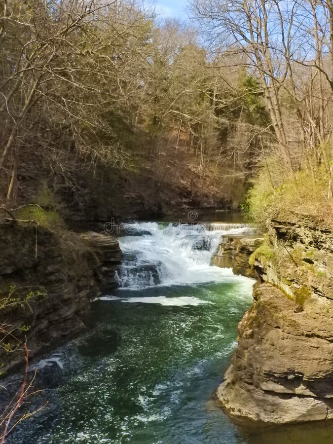 Hemlock Waterfall Cascades Towards Beebe Lake Cornell Stock Photo ...