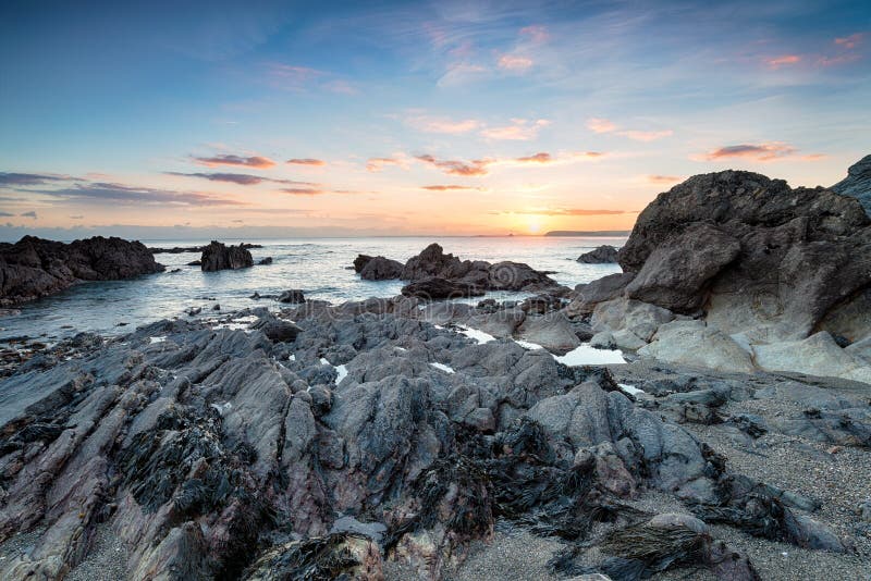 Hemmick Beach stock photo. Image of rocks, countryside - 74405324