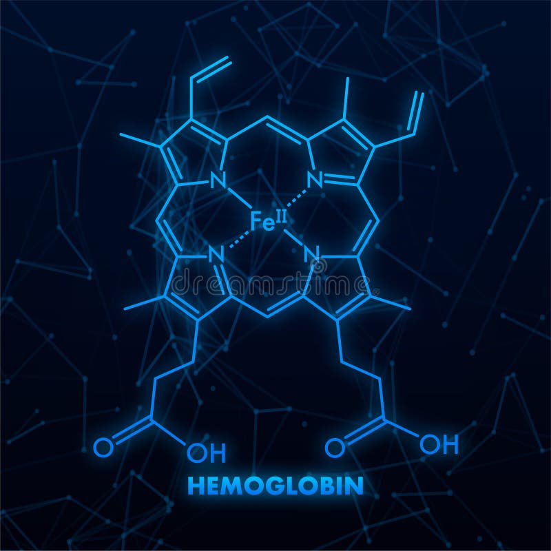 Structural Chemical Formula of Hemoglobin Molecule on Dark Blue ...