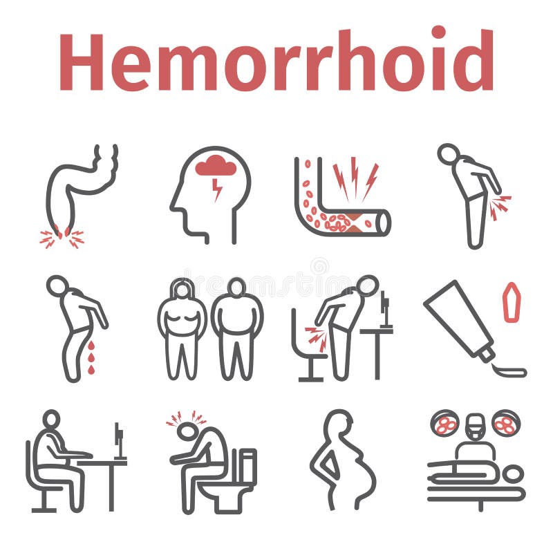 Hemorrhoids Line Icon Infographics Vector Signs For Web Graphics