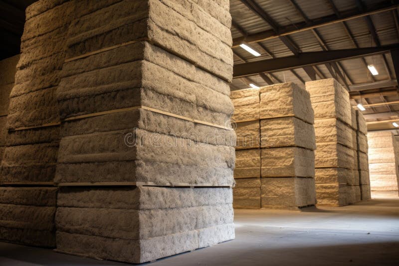 Hemp Fiber Insulation Stacked in a Warehouse Stock Image - Image of ...