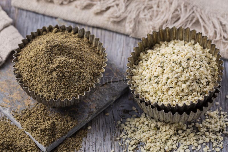 Hemp flour and seeds stock photo. Image of fiber, diet - 64639688