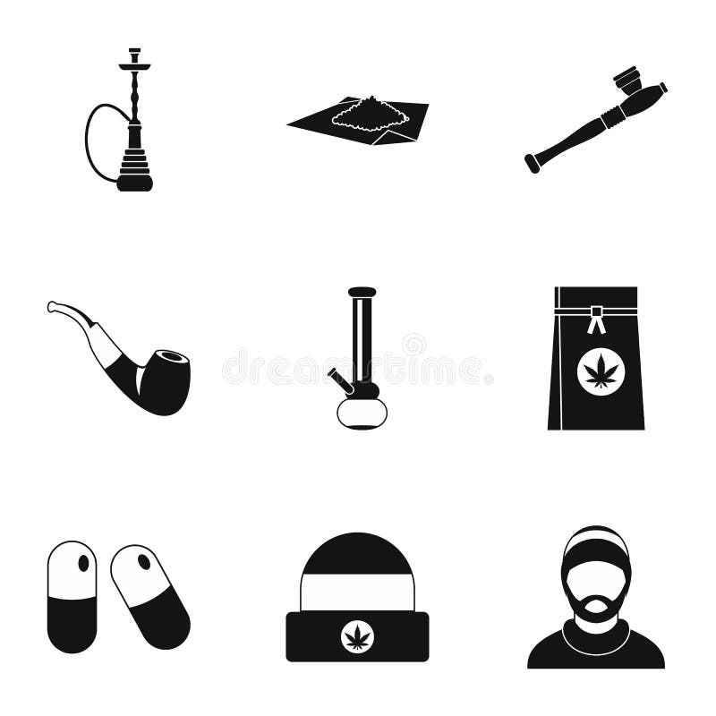 Hemp Icons Set, Simple Style Stock Vector - Illustration of icon ...