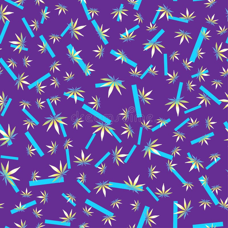 Hemp Leaves with Gradient on a Blue Background. Abstract Seamless Stock ...