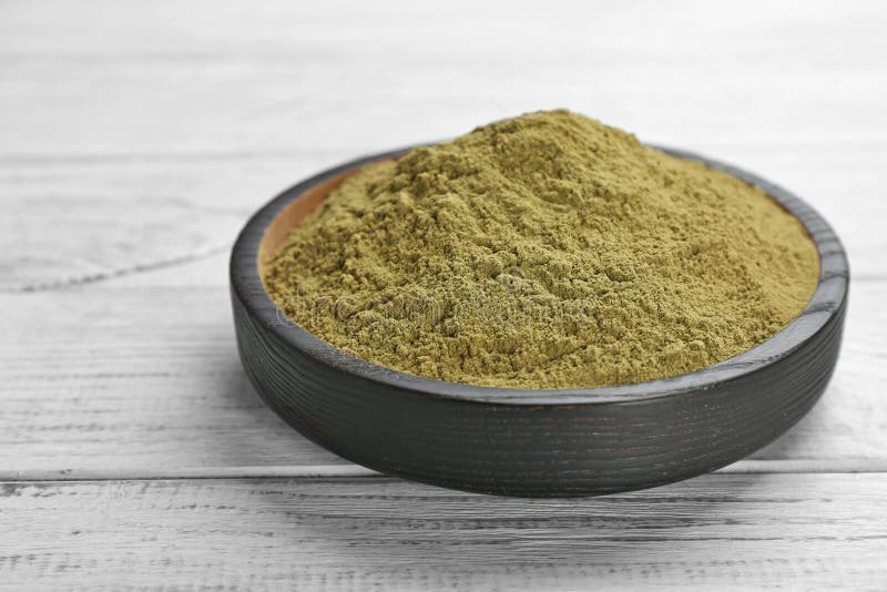 Hemp Protein Powder in Dishware on Table Stock Image - Image of ...