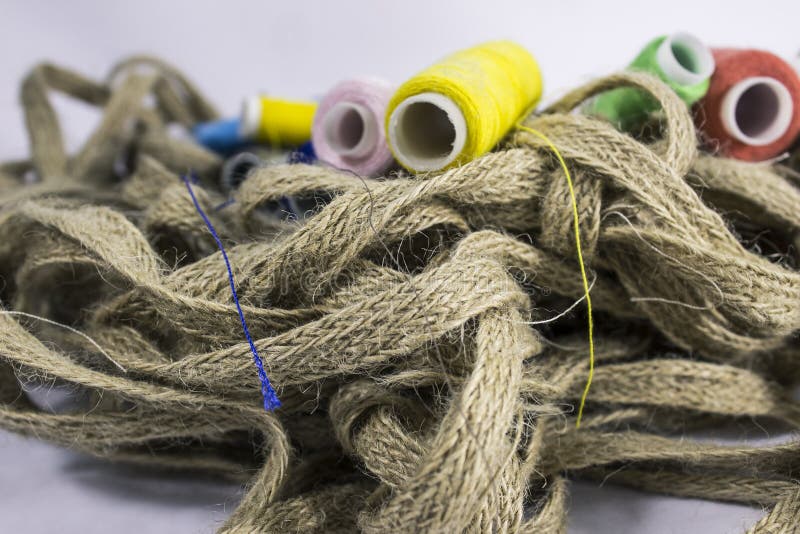 Hemp Rope and Coils of Thread Stock Photo - Image of hemp, colors ...