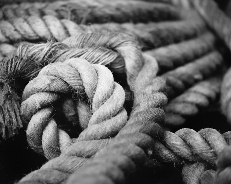 Hemp Rope Grinding in Port Dock Stock Photo - Image of black ...
