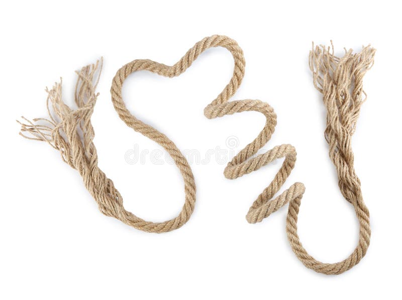 Hemp Rope Isolated on White, Top View Stock Image - Image of simple ...