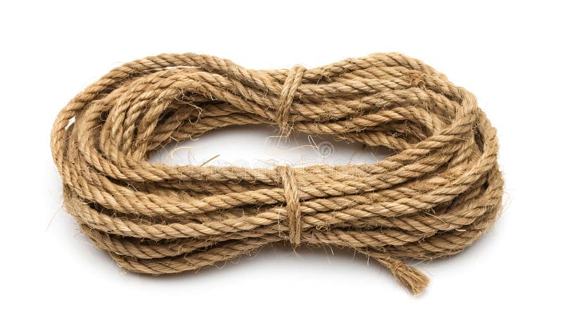 Hemp Rope Isolated on White, Top View Stock Photo - Image of cable ...