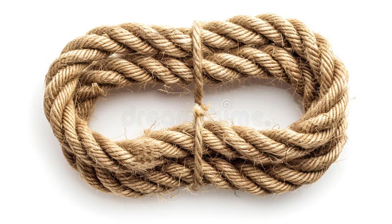 Hemp Rope Isolated on White, Top View Stock Photo - Image of connection ...