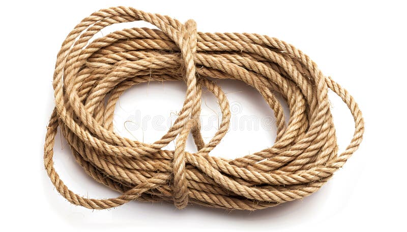 Hemp Rope Isolated on White, Top View Stock Photo - Image of connection ...