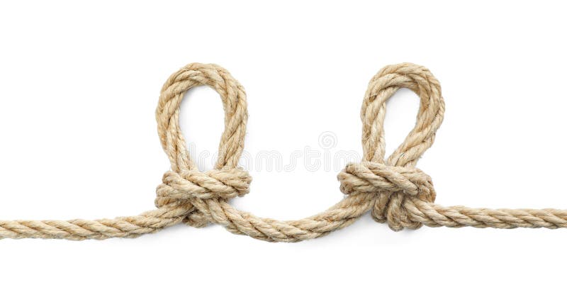 Hemp Rope with Knots Isolated on White, Top View Stock Photo - Image of ...