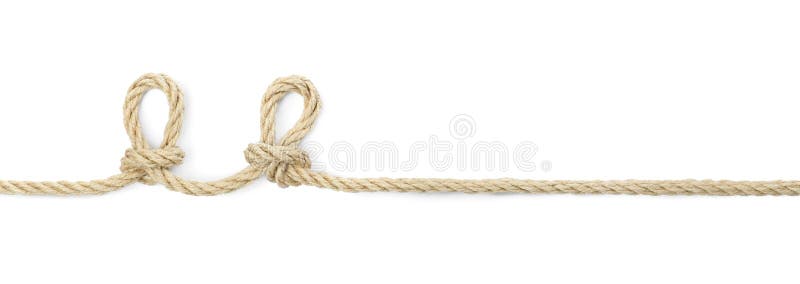 Hemp Rope with Knots Isolated on White, Top View Stock Photo - Image of ...