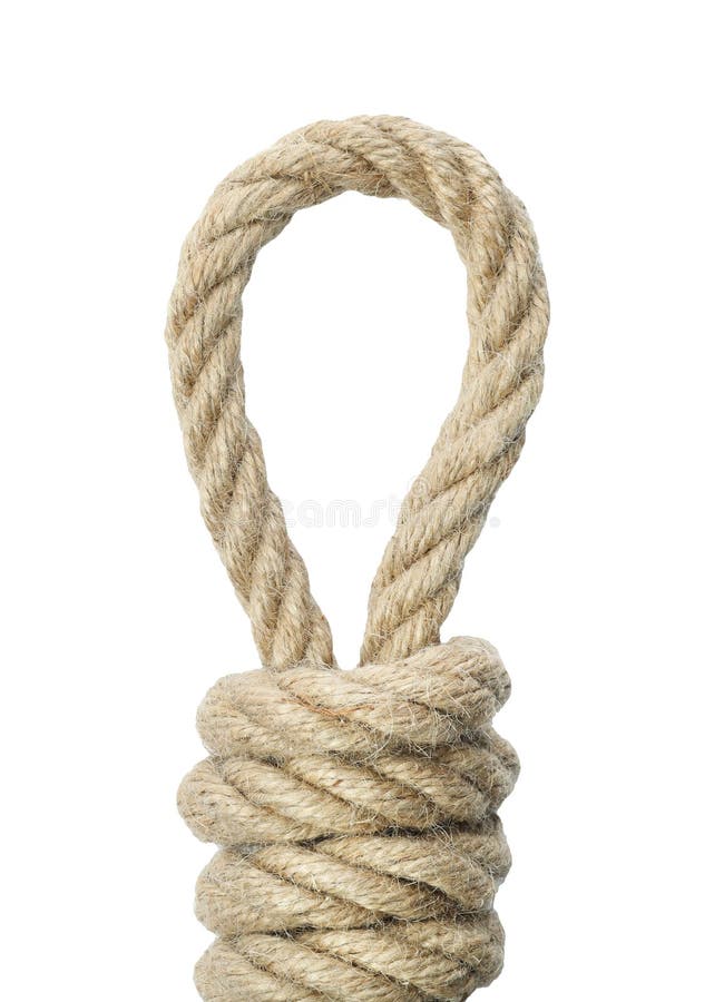 Hemp Rope with Loop Isolated on White, Top View Stock Image - Image of ...