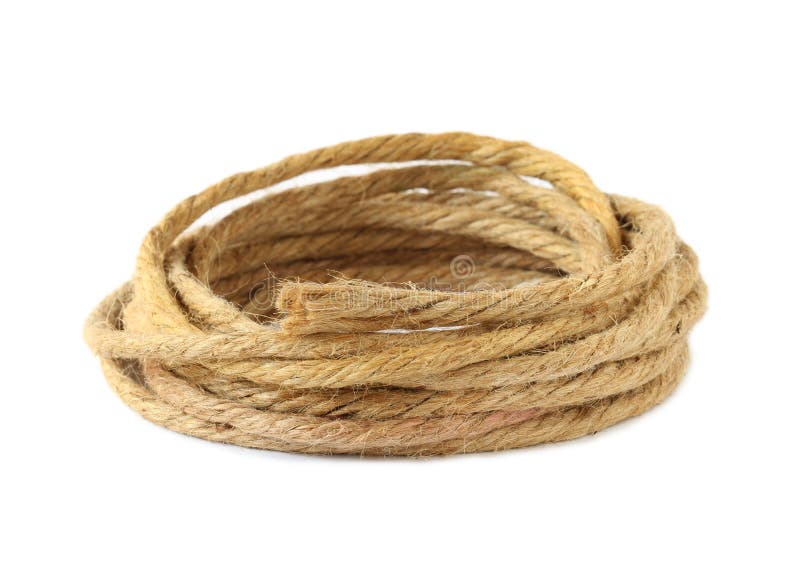 Hemp Rope Wyth Red Hearts and White Rose Petals on the White Wood Table ...