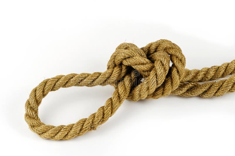 Knot of Hemp Rope Close-up on a White Background Stock Photo - Image of ...