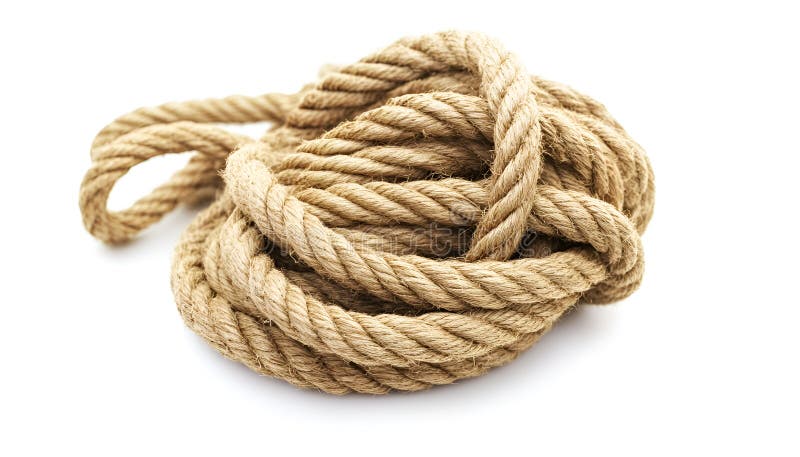 Hemp Rope on White Background. Organic Material Stock Image - Image of ...
