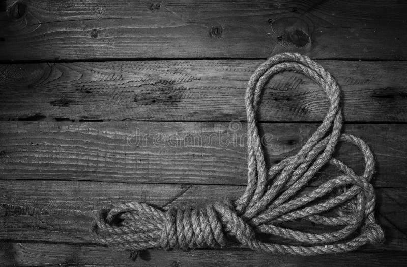 Hemp Rope on a Wooden Table. Stock Image - Image of plank, material ...