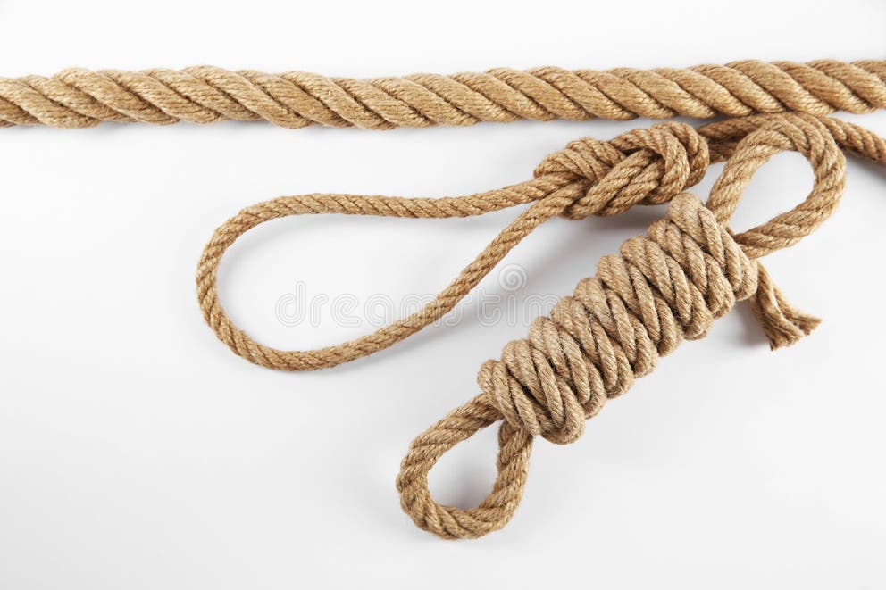 Hemp Ropes on White Background, Top View Stock Image - Image of ...