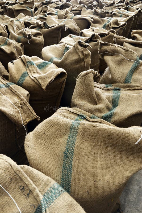 Stack hemp sacks of rice stock image. Image of plant - 38967949